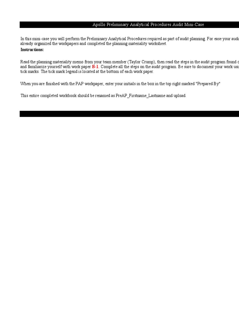 Apollo Audit Preliminary Analytical Procedures | PDF | Expense ...