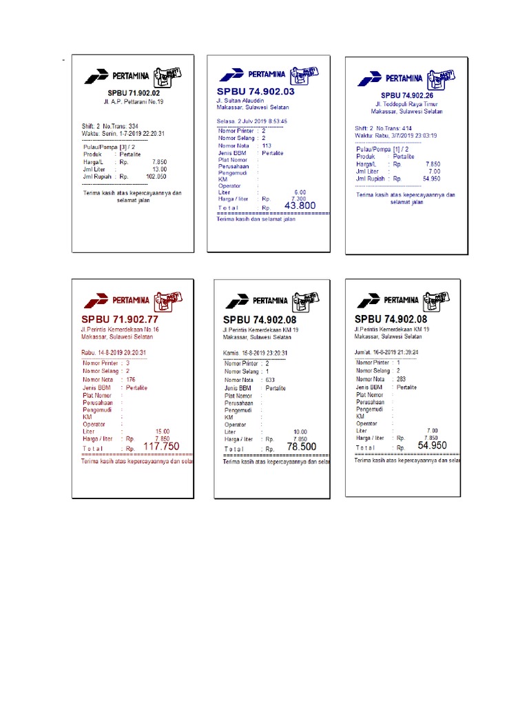 Struk Spbu - Word | PDF