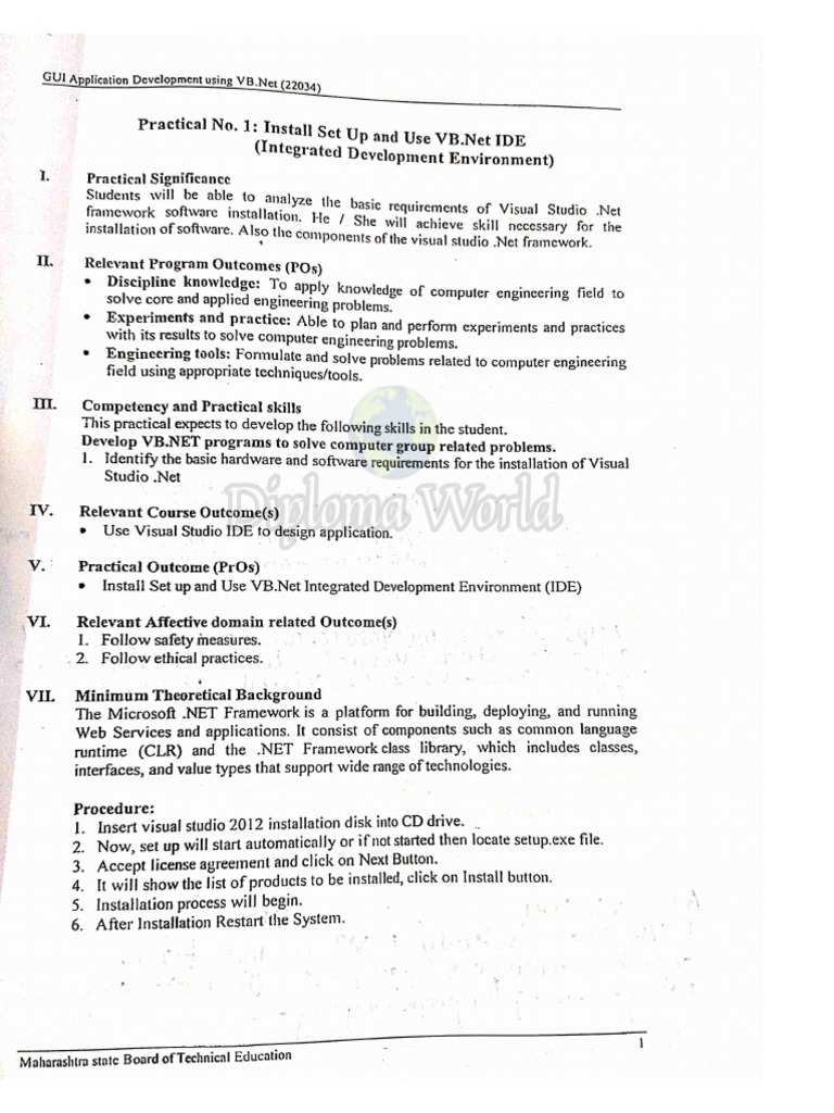 GUI Application Development Using VB - Net Solved Manual | PDF