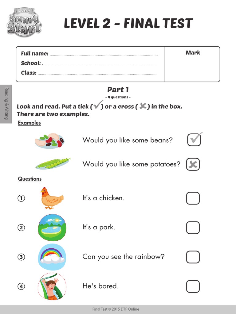 I-Learn Smart Start 2 Final - Reading & Writing Test | PDF | Cuisine ...