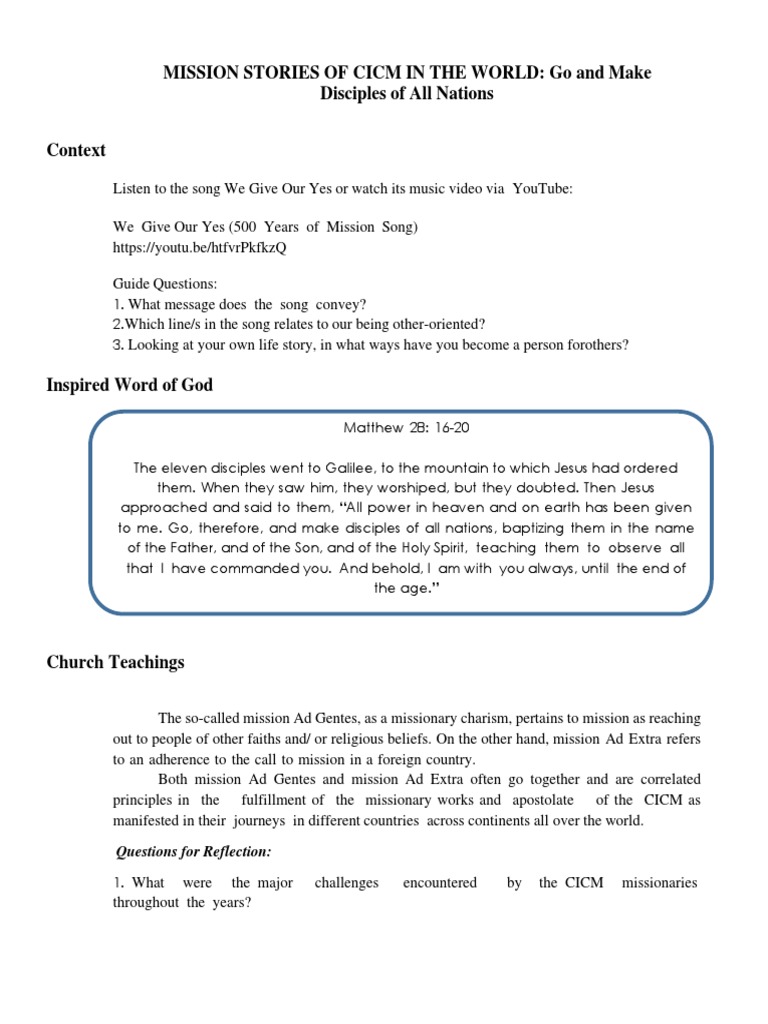 CICM Mission Stories Across Continents | PDF | Christian Mission | Jesus