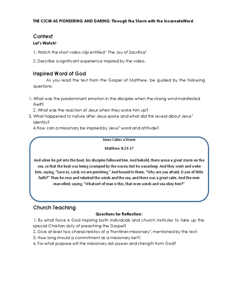 THE CICM AS PIONEERING AND DARING - Students | PDF | Jesus | Christian ...