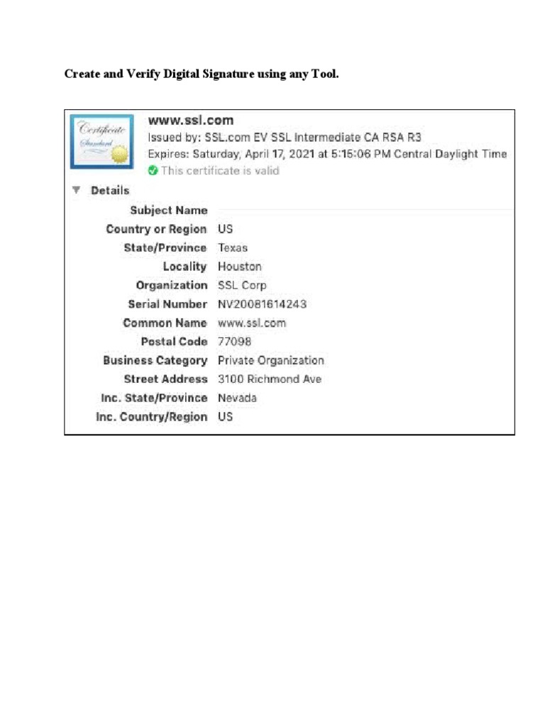 Create and Verify Digital Signature Using Any Tool | PDF Create and Verify Digital Signature Using Any Tool | PDF