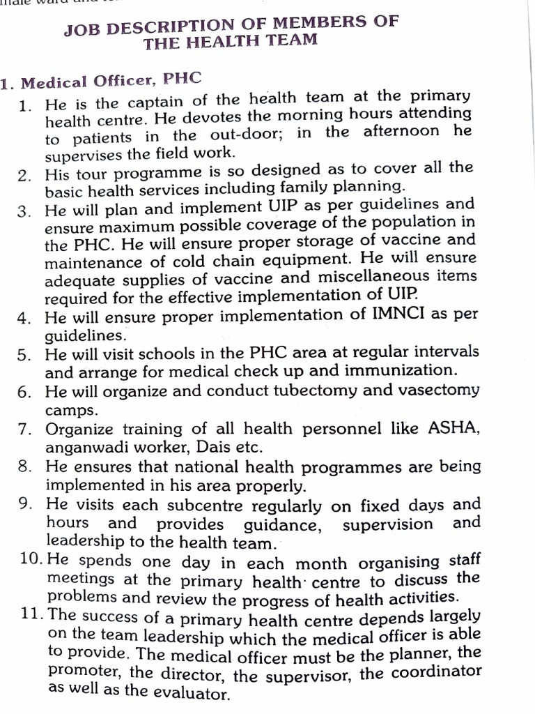 Roles and Responsibilities of Various Health Workers | PDF | Family ...