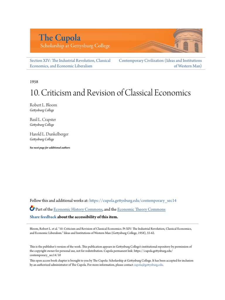 Criticism and Revision of Classical Economics | PDF | Economics ...