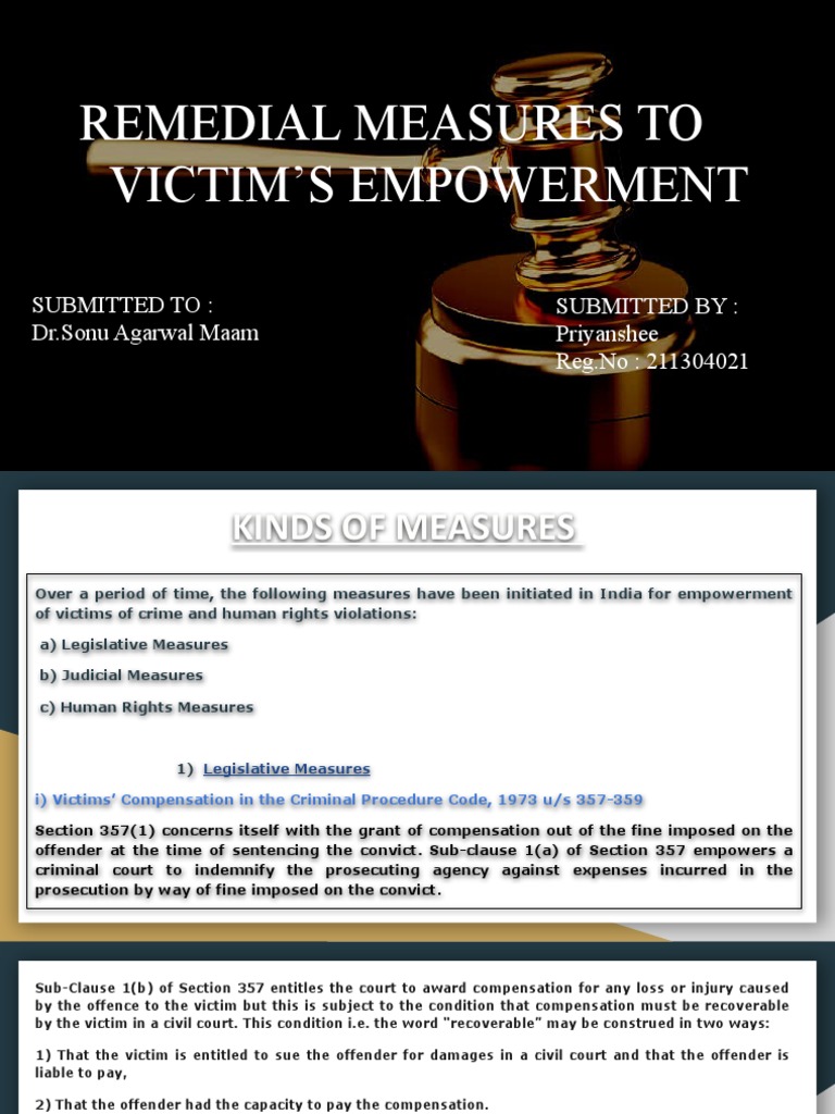 Remedial Measures for Victim Empowerment: A Review of Legislative ...