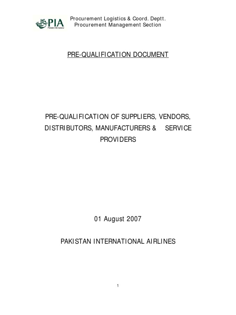 Pre-Qualification Form Final | PDF | Procurement | Revenue