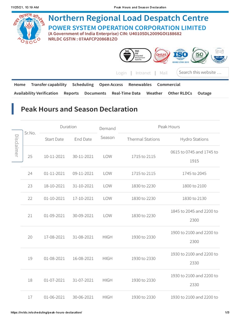 Peak Hours and Season Declaration | PDF | Electric Power | Computing