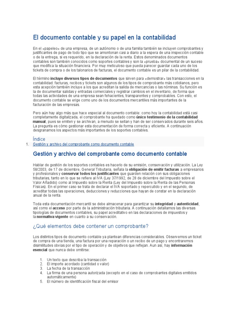 El Documento Contable y Su Papel en La Contabilidad | PDF ...
