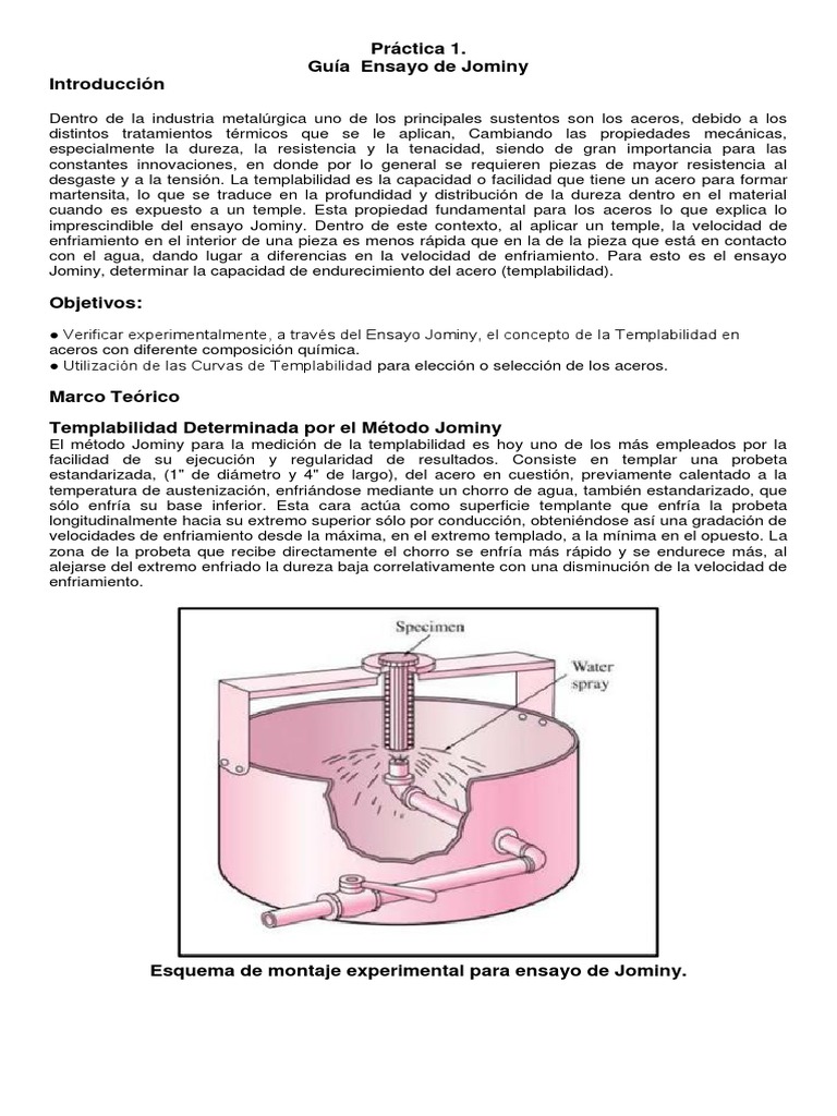 Práctica 1. Ensayo Jominy | PDF | Tratamiento a base de calor | Acero