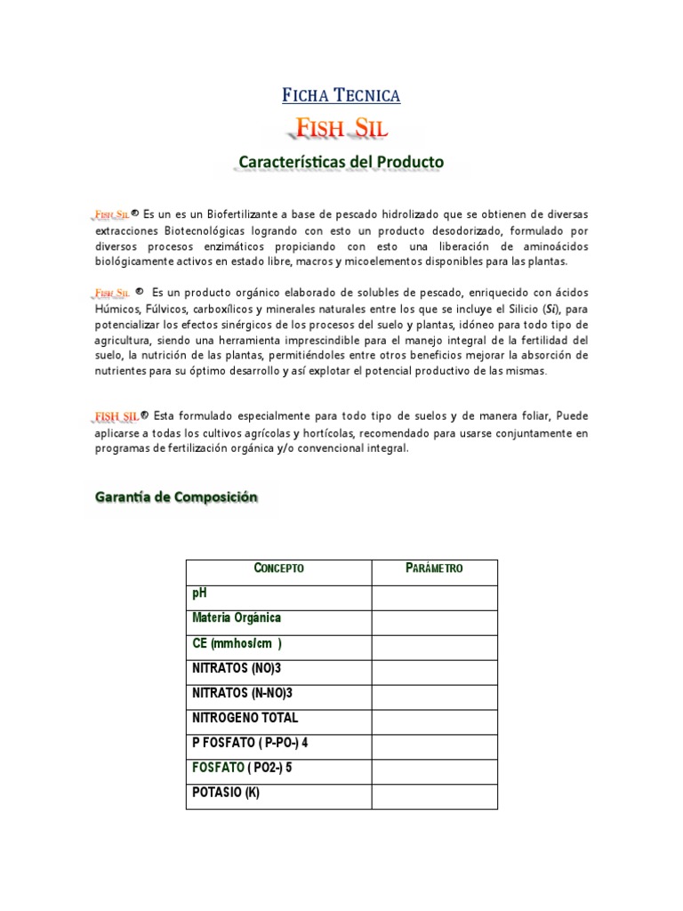 Fish Sil | PDF | Agricultura | Fertilizante