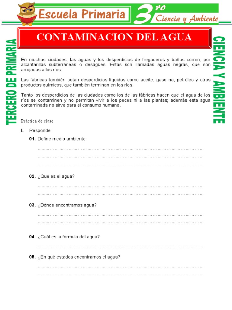 Contaminación del agua para primaria | PDF | Agua | Moléculas