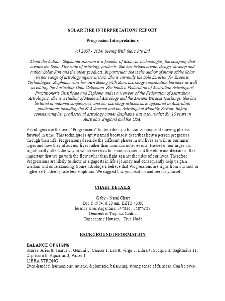 Solar Fire Interpretations Report Progression Interpretations | PDF ...