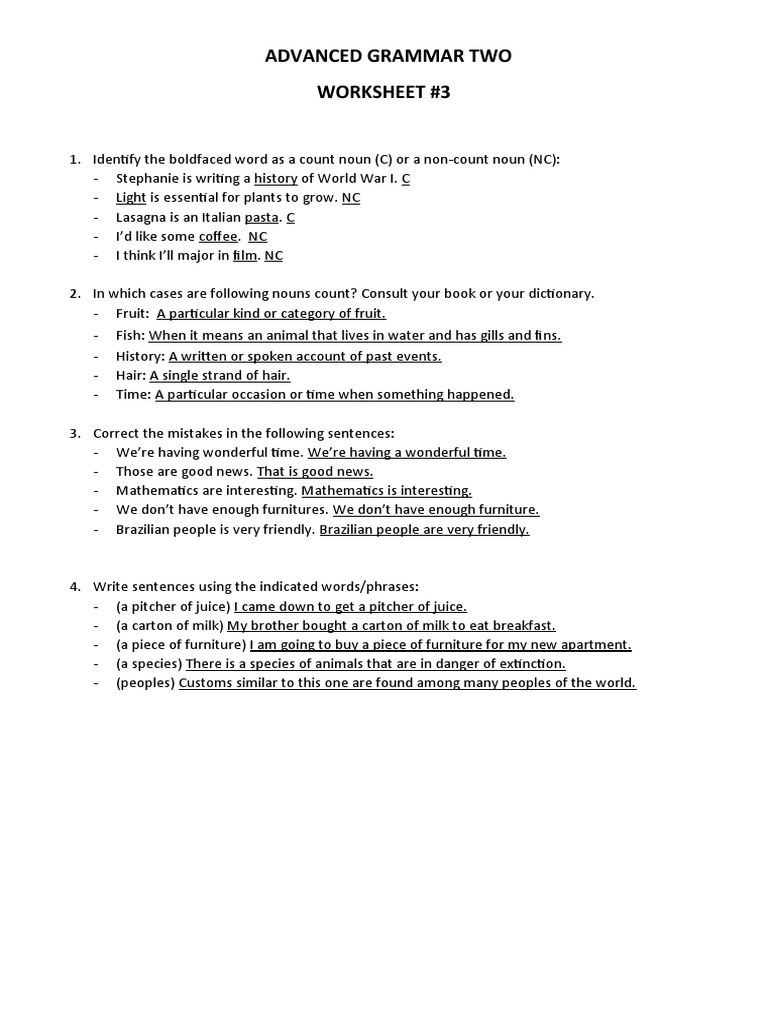 Advanced Grammar Two Worksheet #3 | PDF | Language Arts & Discipline