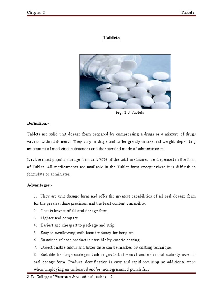 An Overview of Tablet Formulation, Manufacturing Process, and Types of ...