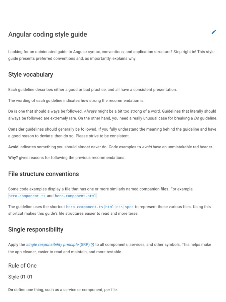 Angular - Angular Coding Style Guide | PDF | Computer File | Html Angular - Angular Coding Style Guide | PDF | Computer File | Html