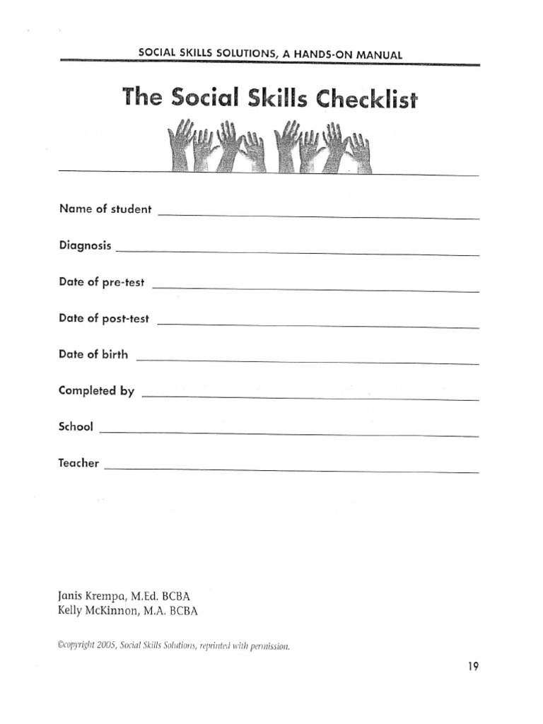 Social Skills Checklist | PDF