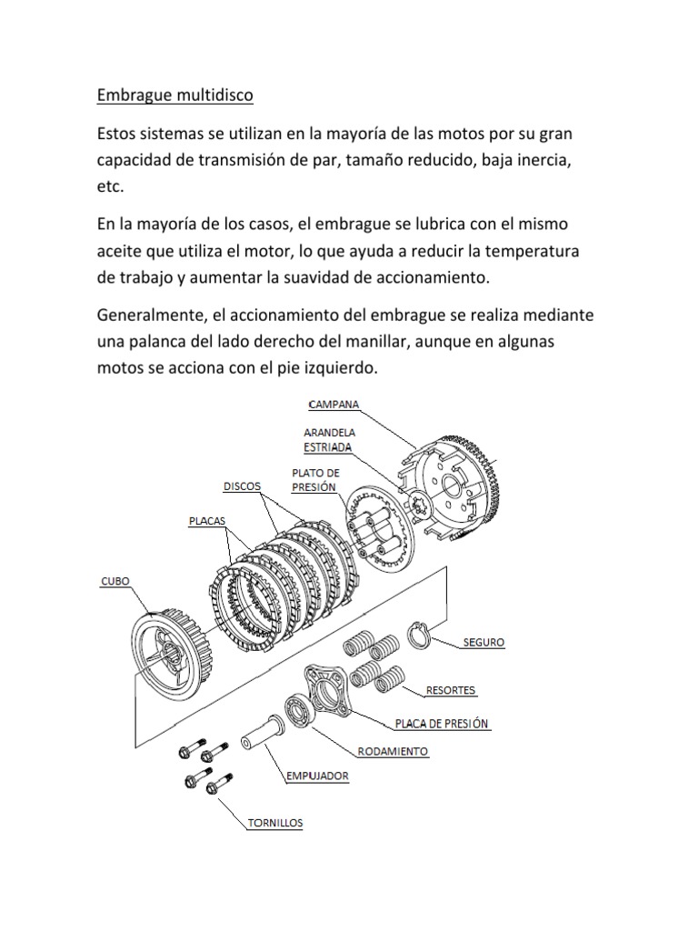 Embrague Multidisco en Motos: Guía Técnica | PDF | Embrague ...