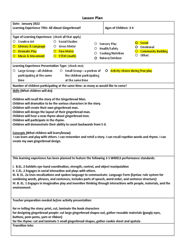 All About Gingerbread Revised Lesson Plan | PDF | Experience | Learning