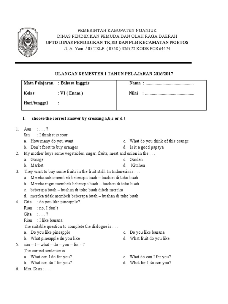Soal Big Uts Klas 6 | PDF | Nutrition | Diet & Nutrition