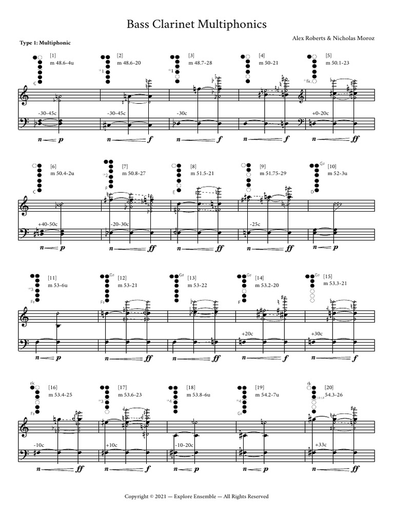 Bass Clarinet Multiphonics | PDF | All Rights Reserved | Copyright Law