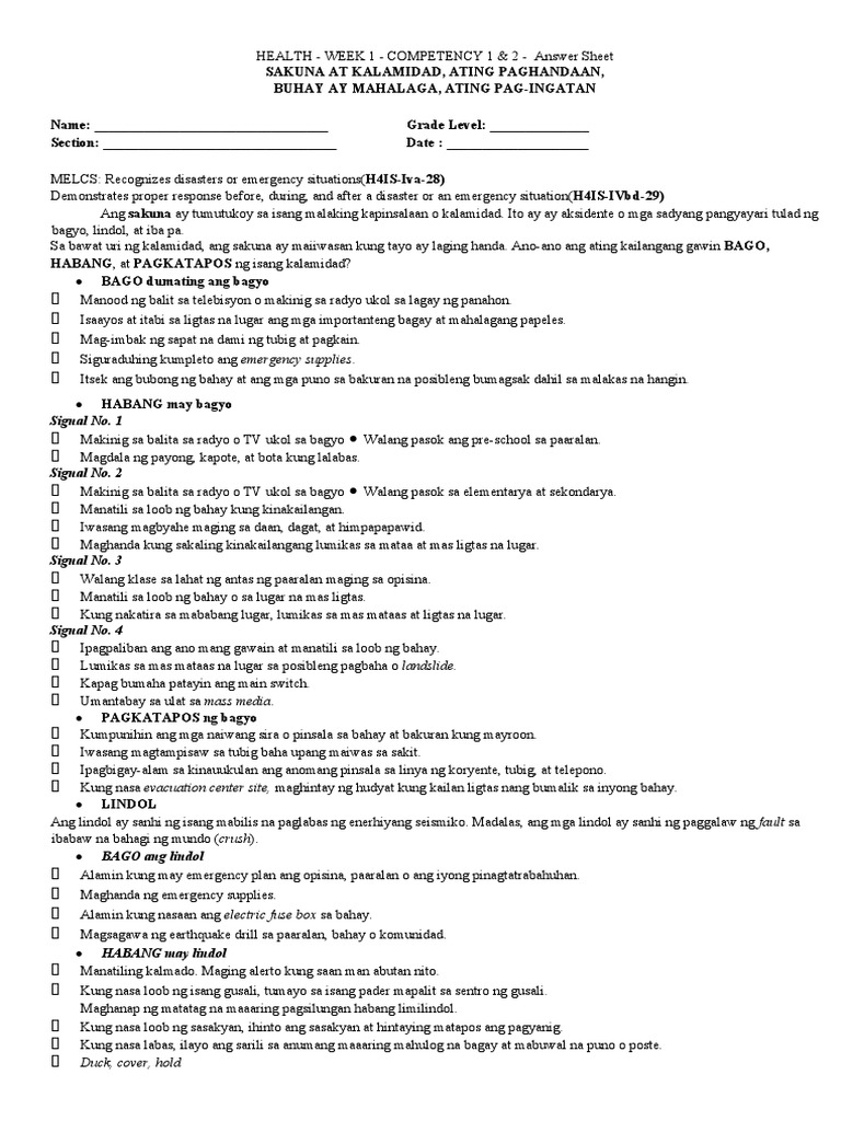 MAPEH 4rth Health GR 4 Week 1 2 | PDF