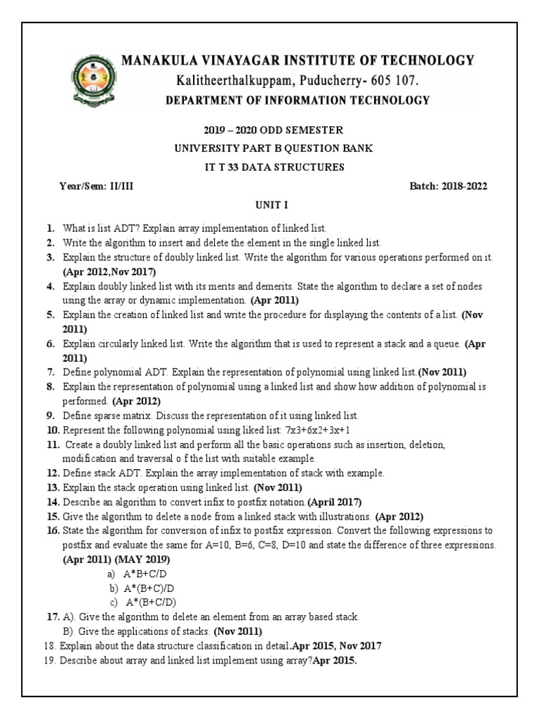 DS QB Part B | PDF | Queue (Abstract Data Type) | Matrix (Mathematics)