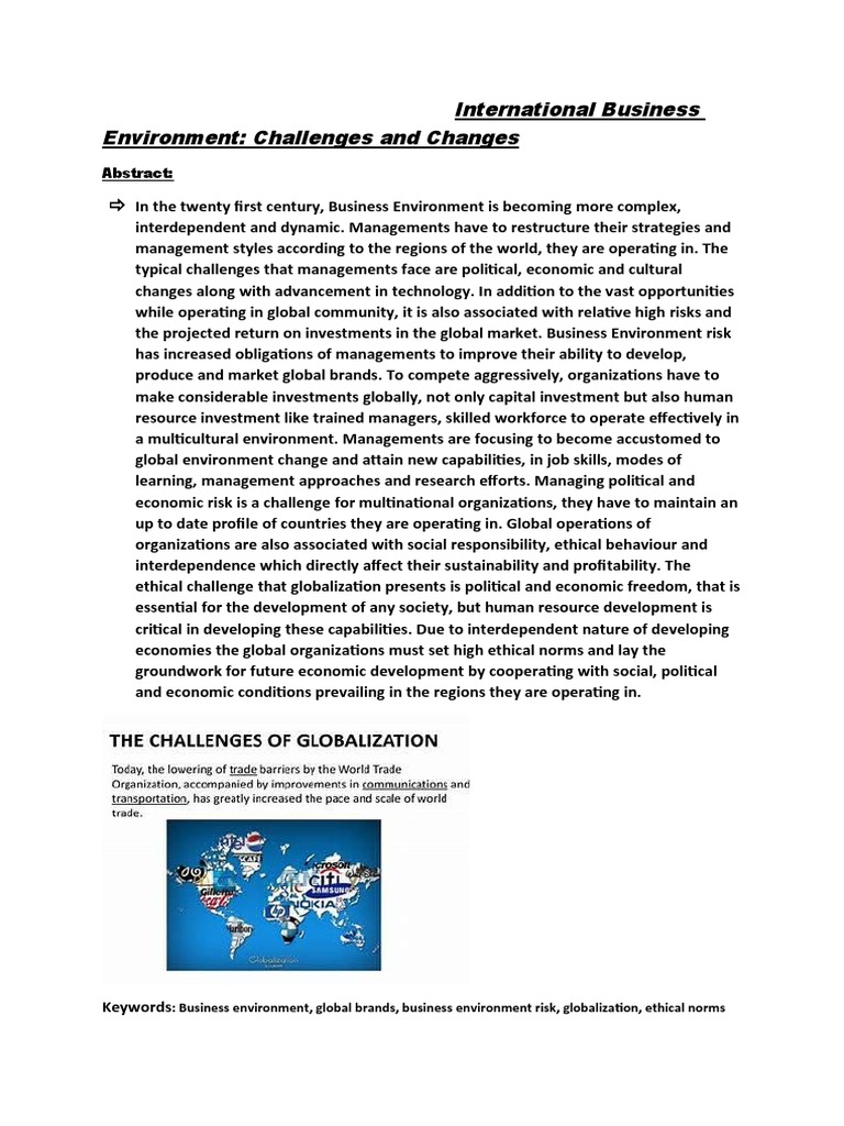 International Business Environment | PDF | Risk | Globalization