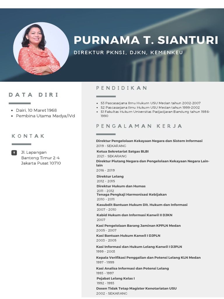 CV - Ibu Purnama T. Sianturi | PDF