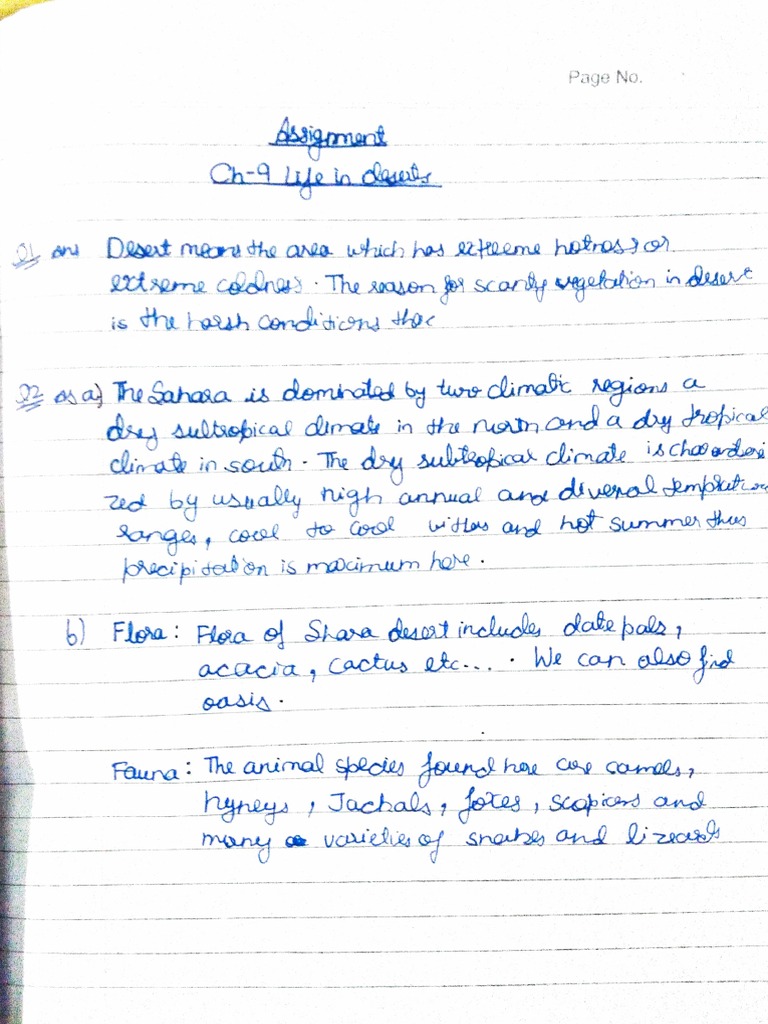 CH 9 Life in Deserts Assignment | PDF