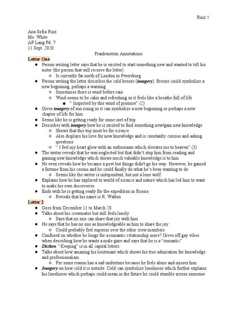 Frankenstein Annotations | PDF | Paranoia | Science