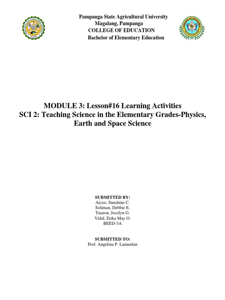Group-6-Module 3 - Lesson 16 - LA | PDF | Learning | Water