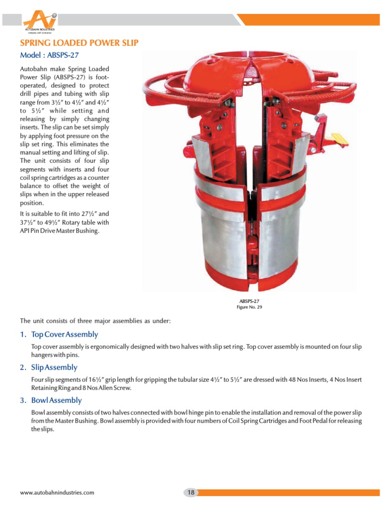 Spring Loaded Power Slips | PDF | Tools | Manufactured Goods