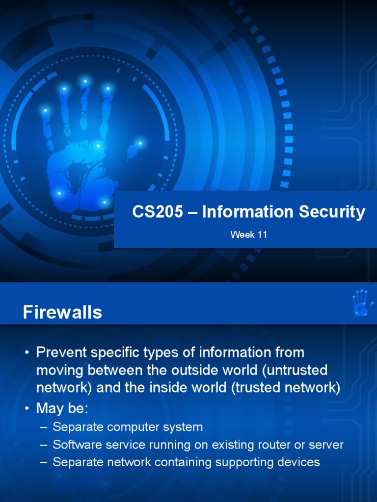 Cs205 Information Security Week 11 Pdf Firewall Computing Computer Network