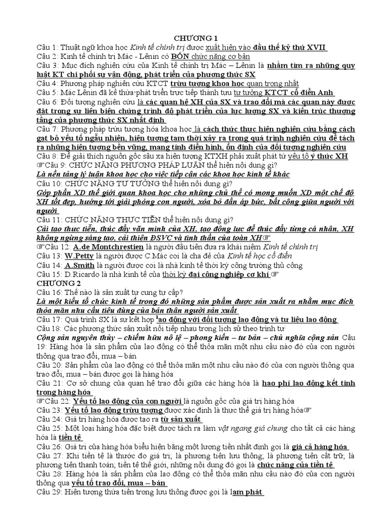 Ngan Hang Cau Hoi On Tap KTCT Mac - Lenin | PDF