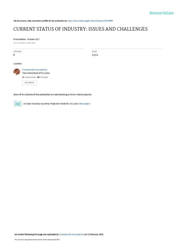 Current Status of Industry Issues and Challenges | PDF | Economic ...