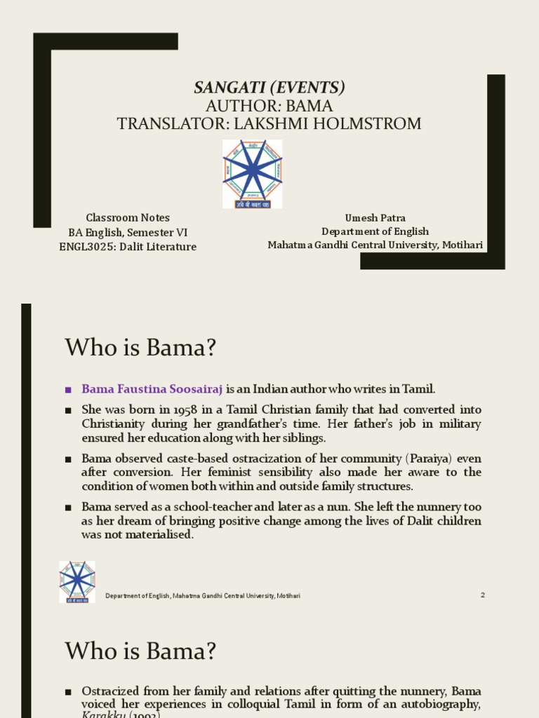 Author: Bama Translator: Lakshmi Holmstrom: Sangati (Events) | PDF ...
