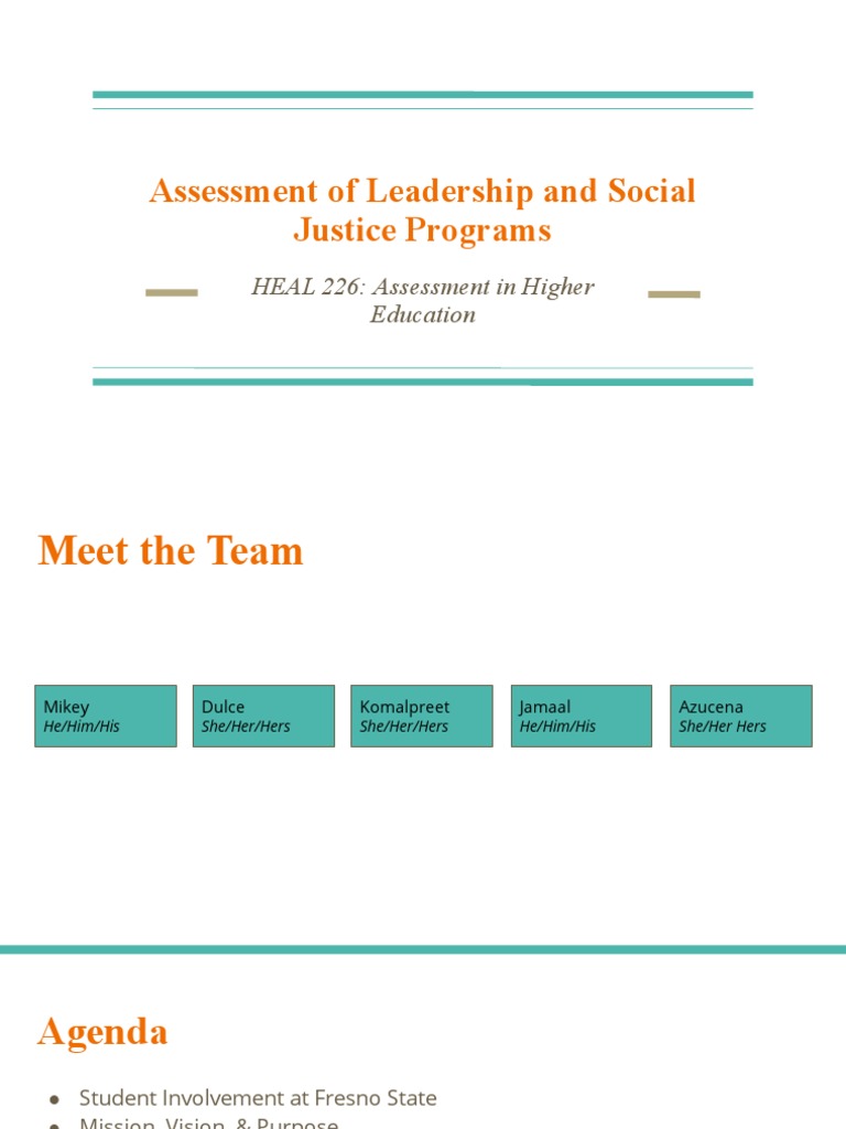 Assessment of Leadership and Social Justice Programs 1 | PDF ...