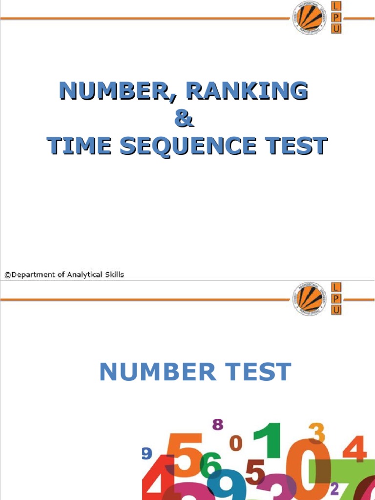 Number, Ranking & Time Sequence Test | PDF