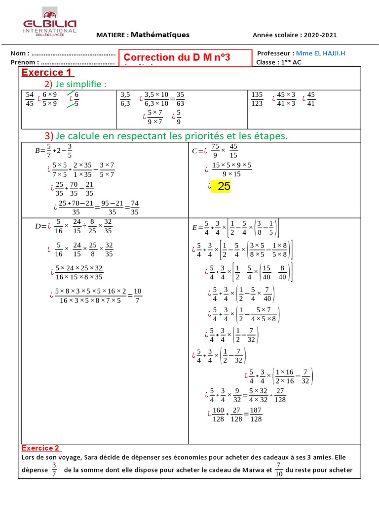 Correction Du DM N 3 (1AC 2022 | PDF | Triangle | Géométrie
