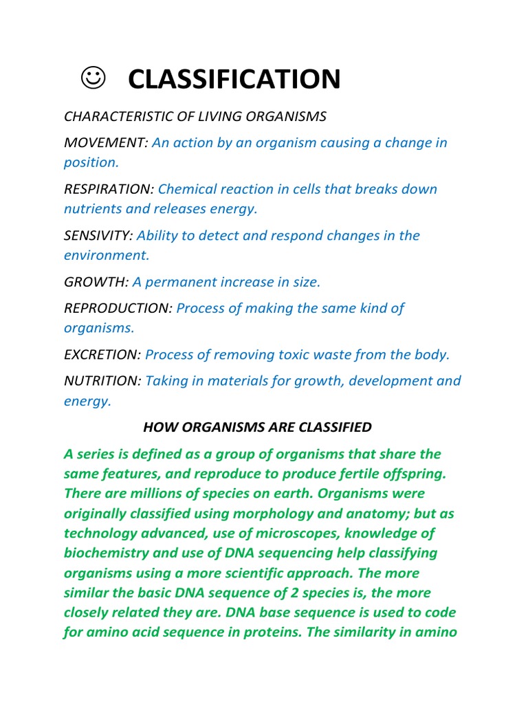 Biology Short Notes | PDF | Cell (Biology) | Organisms