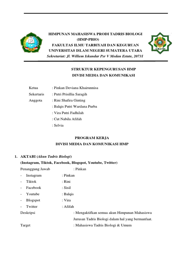 Program Kerja HMP Divisi Media & Komunikasi 2021 | PDF