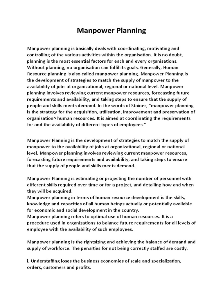 Manpower Planning | PDF | Human Resources | Employment