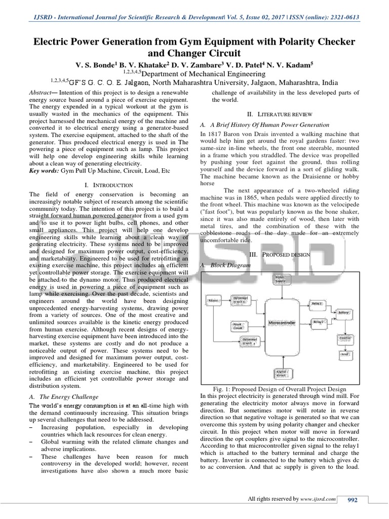 Harvesting Energy from Exercise: Design and Implementation of a Gym ...