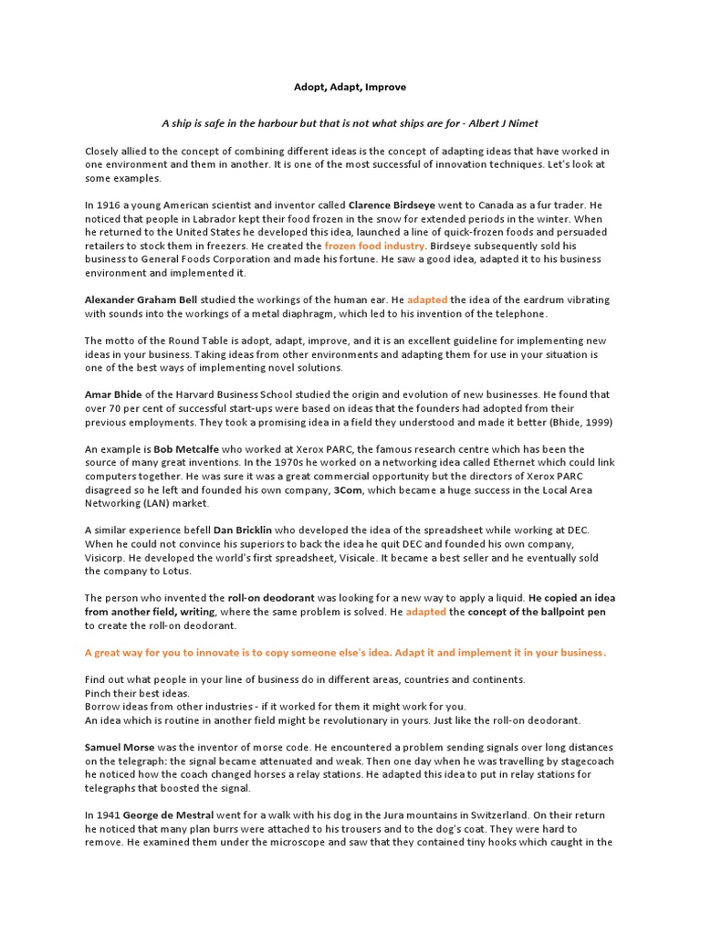Innovate by Adapting Ideas | PDF | Telegraphy | Invention
