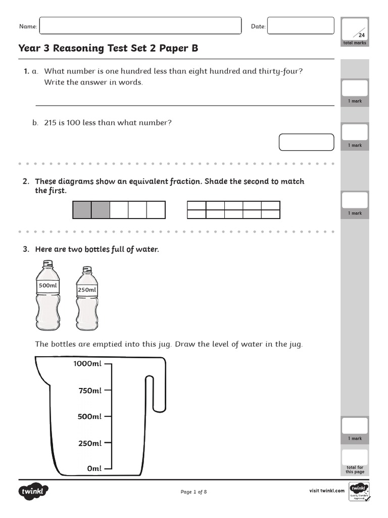 Year 3 Reasoning Test Set 2 Paper B Pdf Triangle Numbers