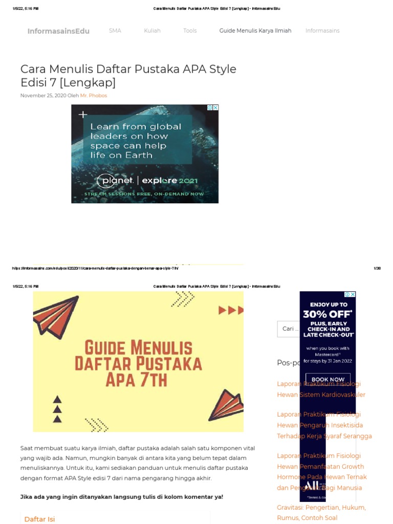 Cara Menulis Daftar Pustaka APA Style Edisi 7 (Lengkap) | PDF
