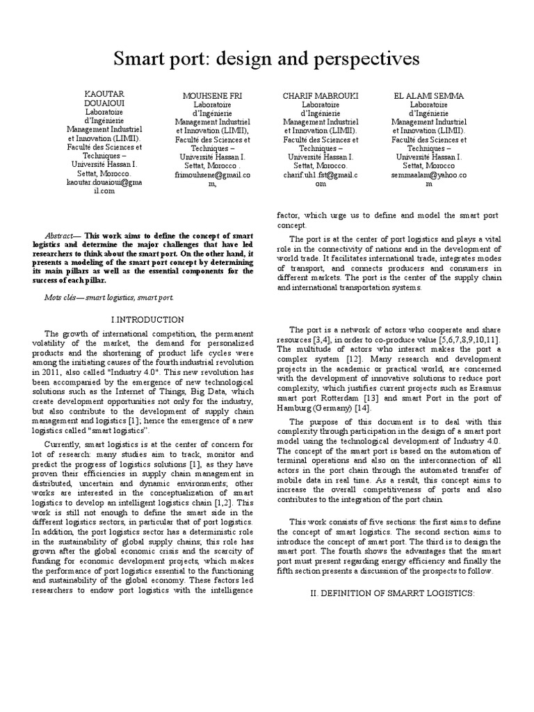 Smart Port: Design and Perspectives | PDF | Supply Chain | Logistics