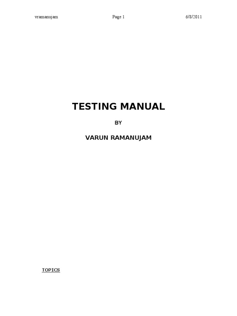 Testing Manual | PDF