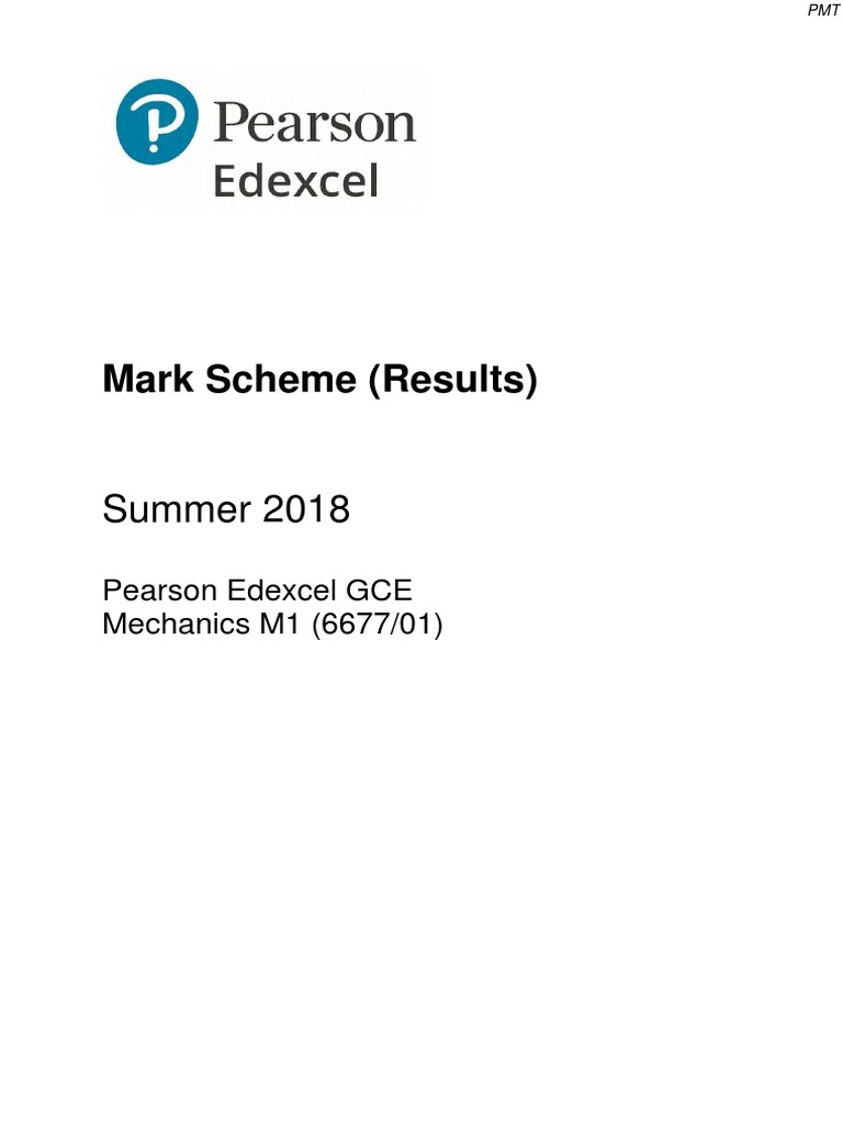 June 2018 MS - M1 Edexcel | PDF | Momentum | Mathematics